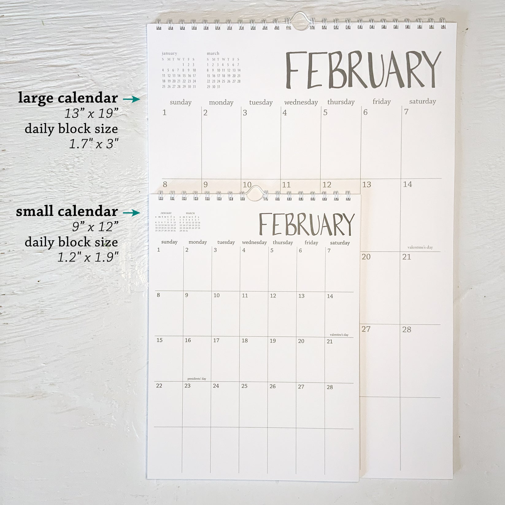 large wall calendar - start any month | Letter C design